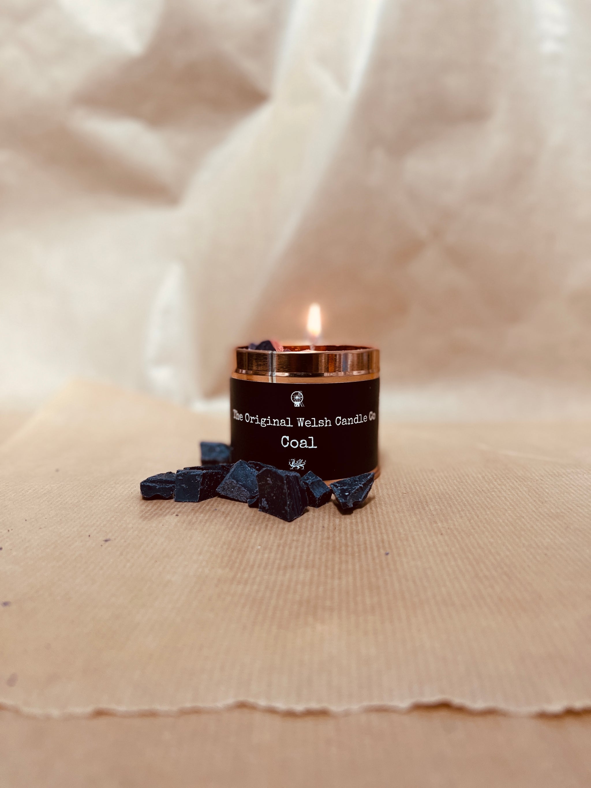 Coal Welsh Soy Candle – coal Copper Tin – The Original Welsh Candle Co